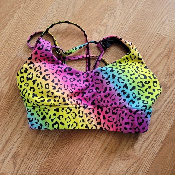 ZYIA | Intimates & Sleepwear | Leopard Neon Rainbow Sports Bra Size ...